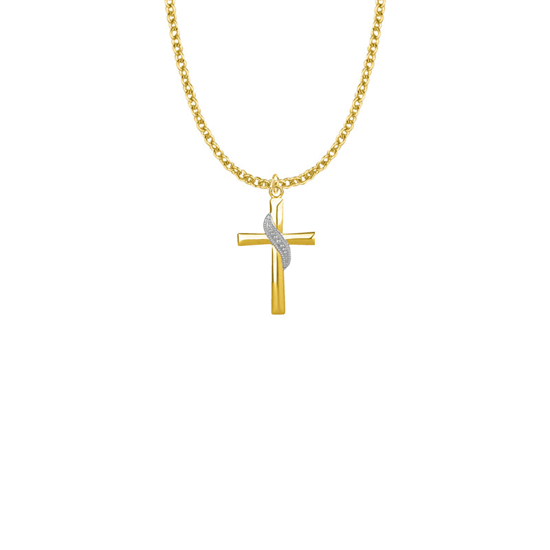 GOLD PLATED TWO TONED CROSS W/ SASH W/18" CHAIN – Universal Church ...