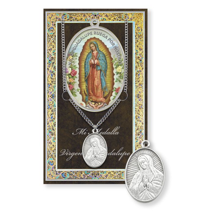Our Lady of Guadalupe Genuine Pewter Medal on a 24" Chain - SPANISH ...