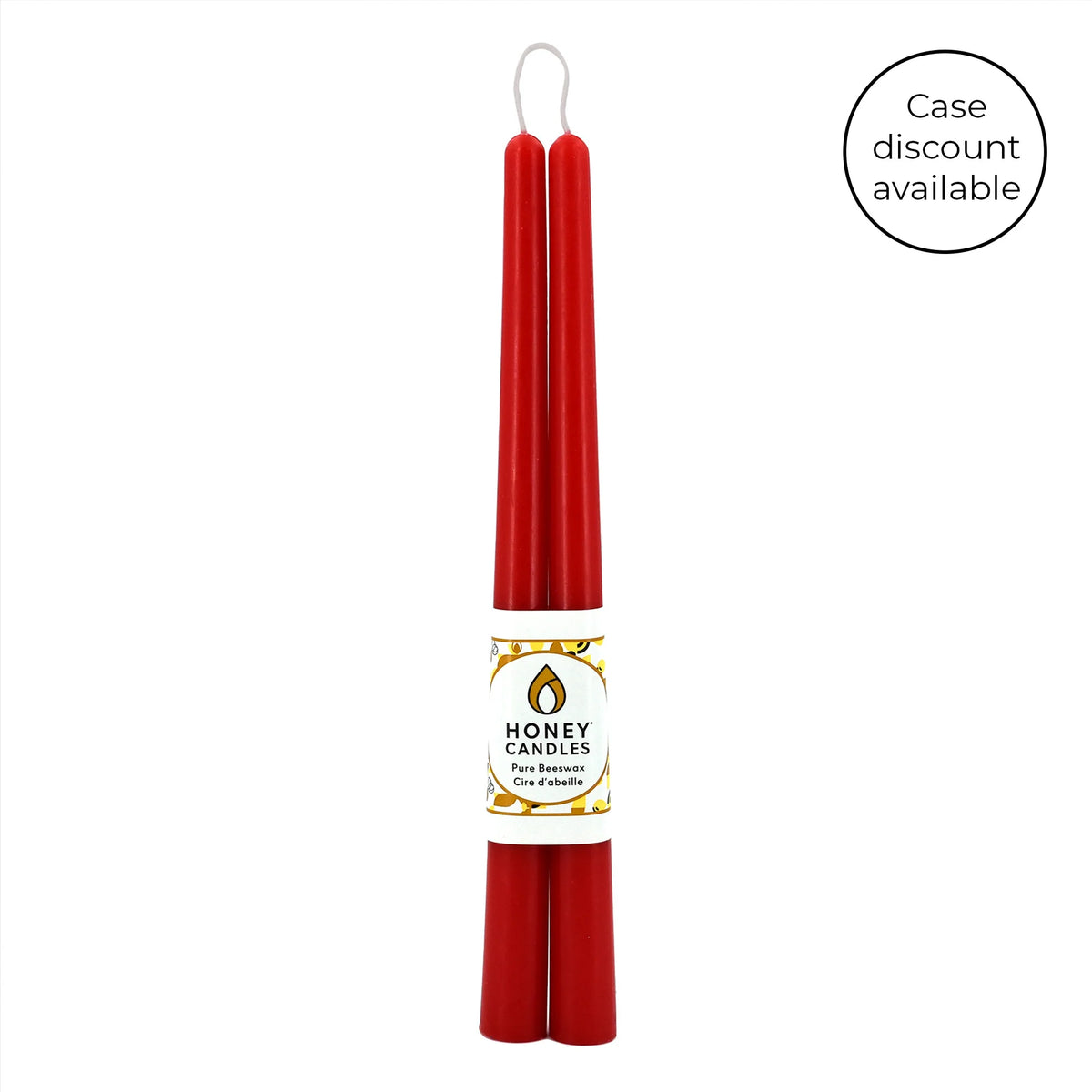 100% BEESWAX CANDLE Pair of 12" Red Beeswax Taper Candles – Universal ...