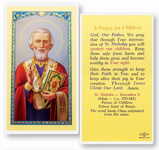 HC Prayer for Children ST NICHOLAS – Universal Church Supplies Inc